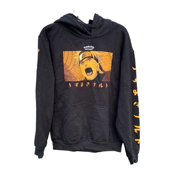 Naruto | Shirts | Naruto Uzumaki Black Graphic Hoodie Sweatshirt ...